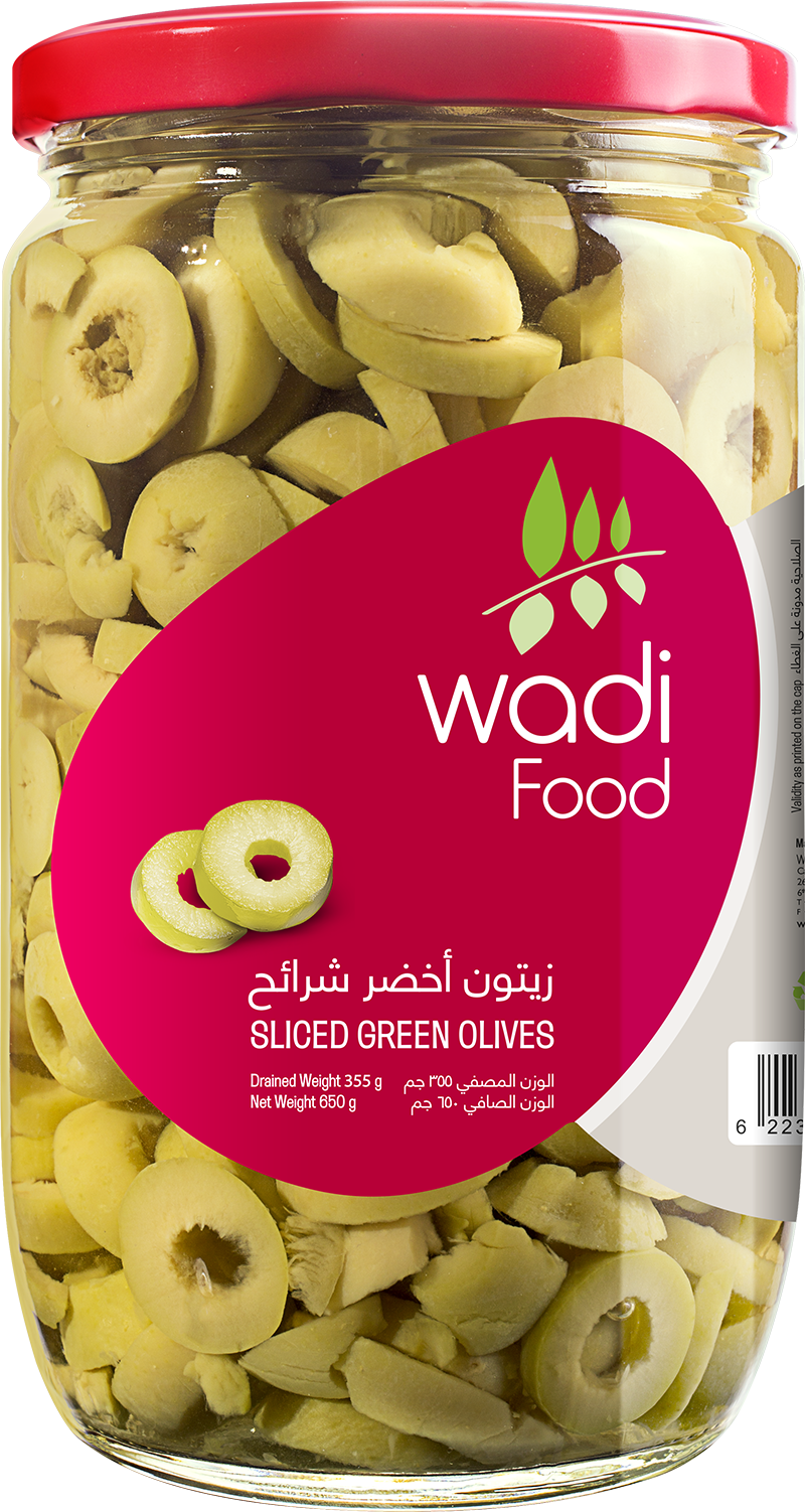 Pickles: Wadi Food sliced green olives 650gm